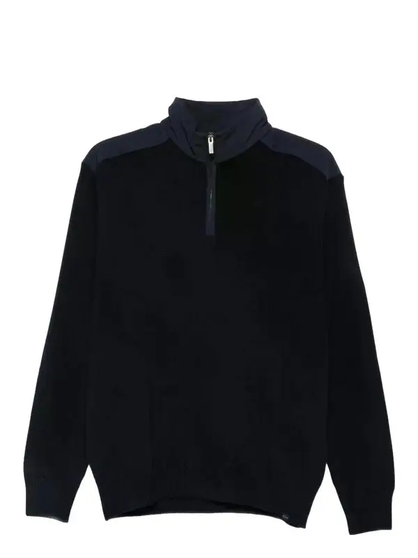 Paul & Shark Quarter-zip Panelled Sweater - Blue