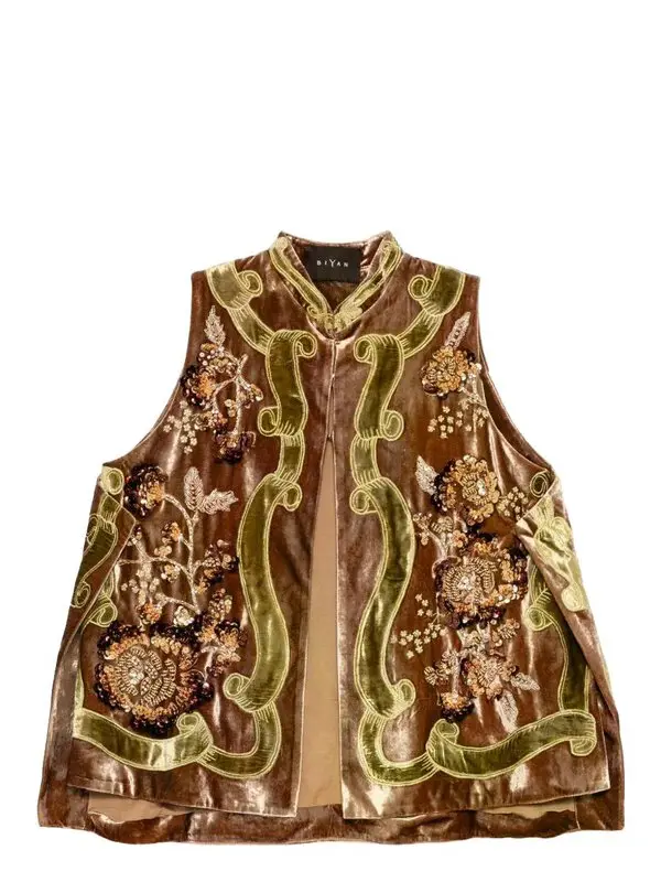 Biyan Sequin-embellished Velvet Waistcoat - Brown