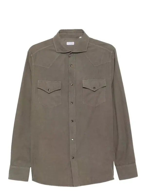 Brunello Cucinelli Corduroy Western-style Shirt - Green