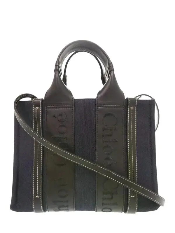 Chloé Canvas Woody Tote Satchel - Grey
