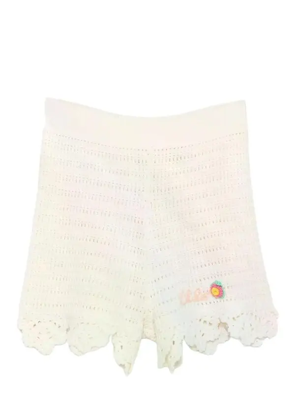 Chloé Crochet Knit Scalloped Edge Shorts - Neutrals