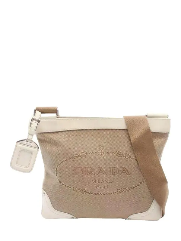 Prada Canapa Logo Crossbody Bag - Neutrals