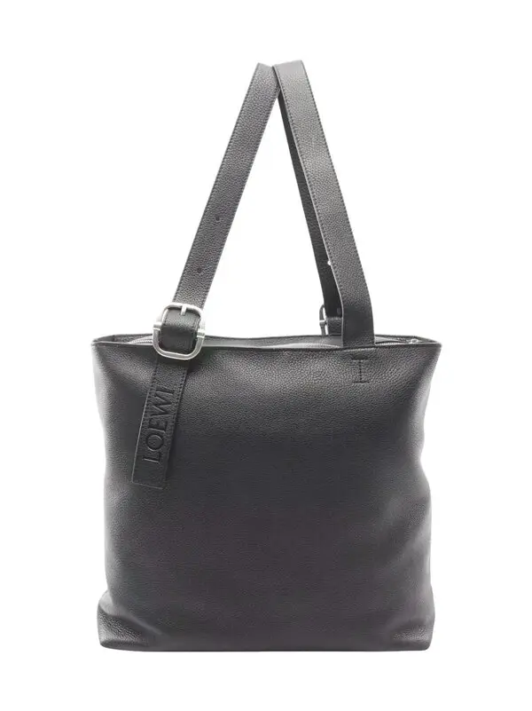Loewe Leather Loop Zip Tote Bag - Black