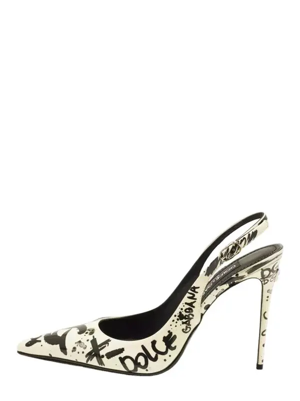 Dolce & Gabbana Graffiti Print Leather Heeled Pumps - Neutrals