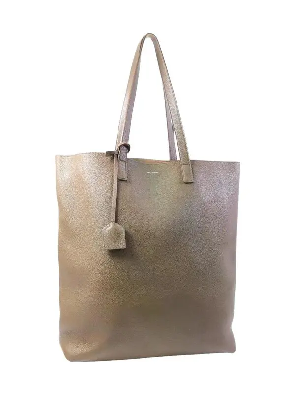 Saint Laurent Leather Tote Bag - Neutrals