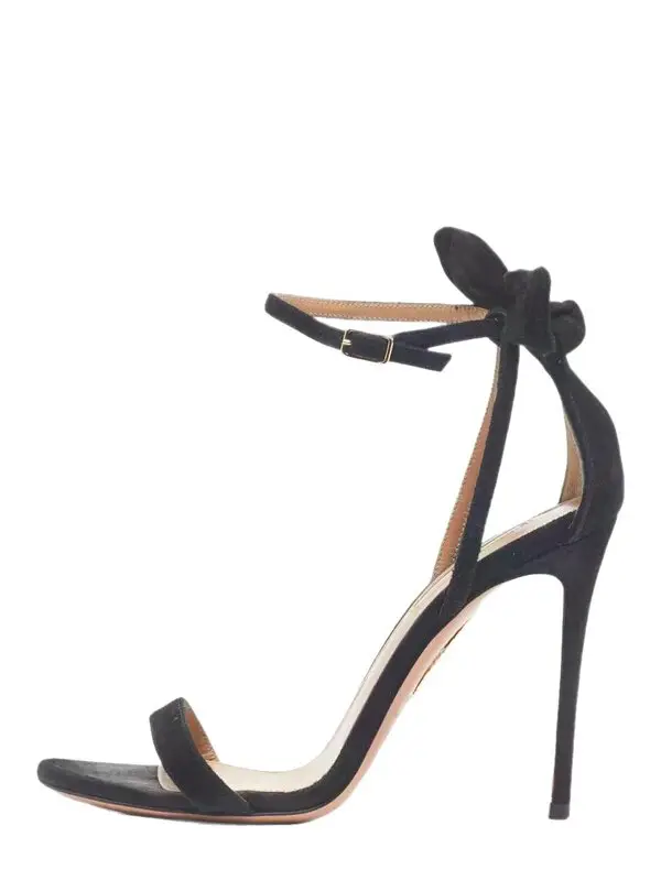 AQUAZZURA Suede Bow Detail Heeled Sandals - Black