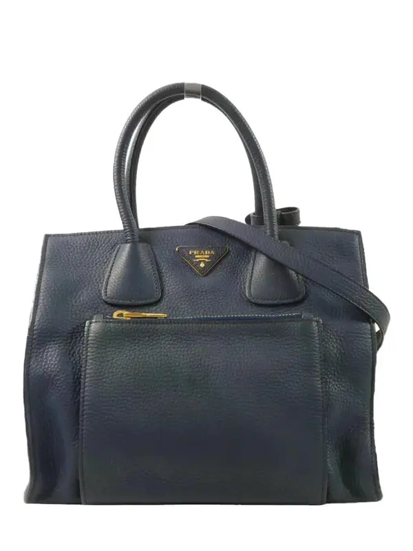 Prada Vitello Daino Tote Bag - Blue