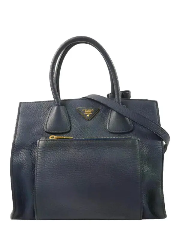 Prada Vitello Daino Tote Bag - Blue