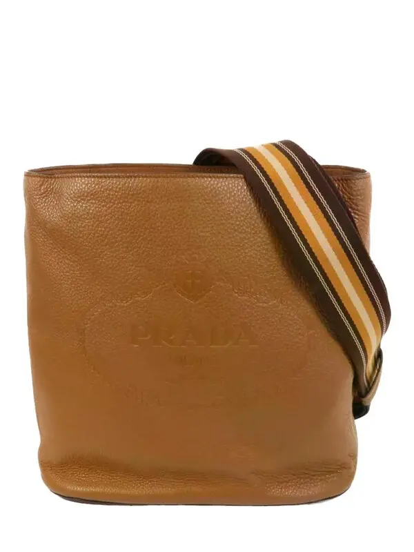 Prada Vitello Phenix Leather Shoulder Bag - Brown