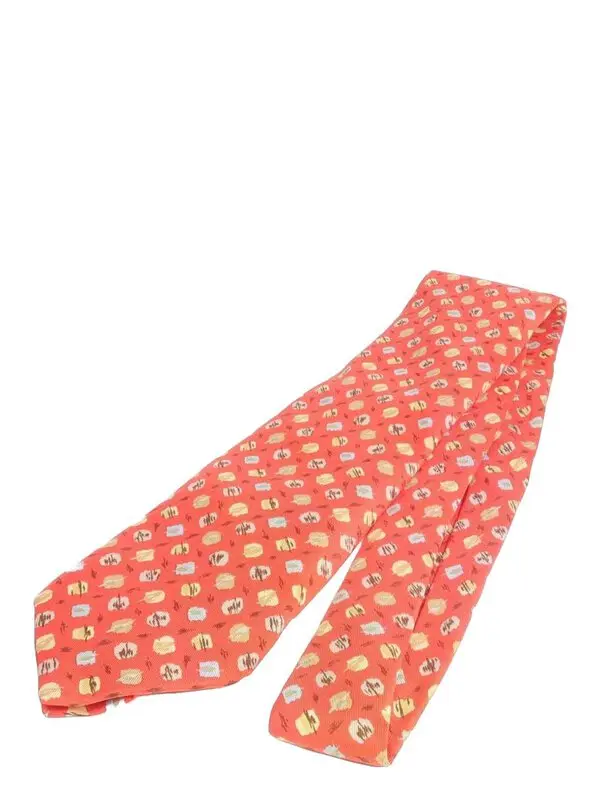 Hermès Silk Abstract Print Tie - Red
