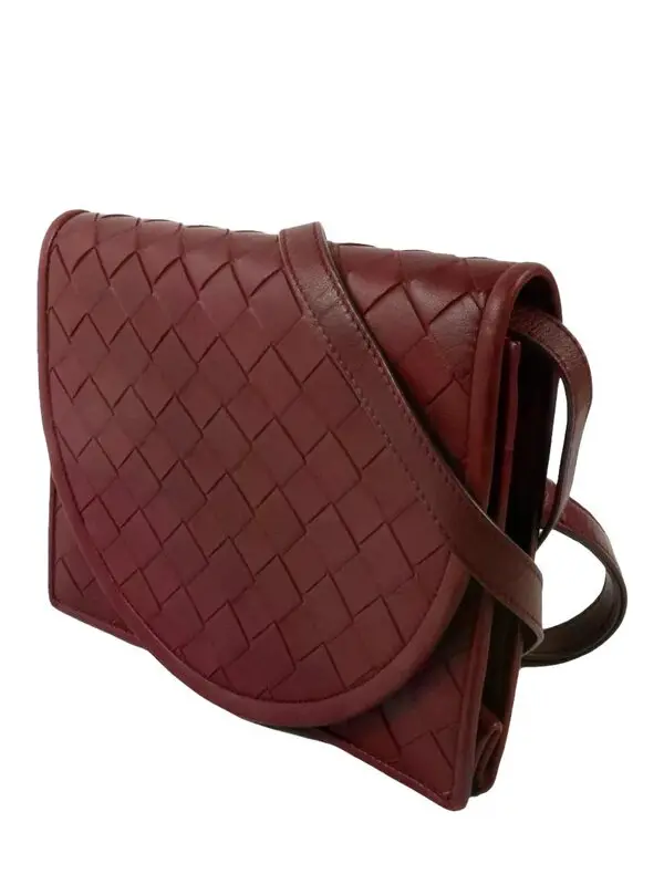 Bottega Veneta Leather Intrecciato Shoulder Bag - Red