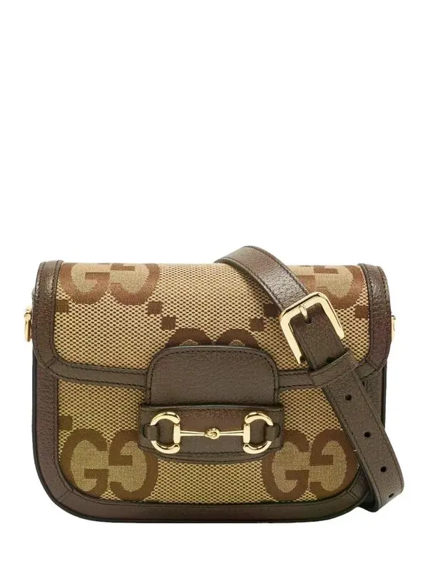 Gucci Mini Horsebit 1955 Jumbo Gg Cross Body Bag - Brown