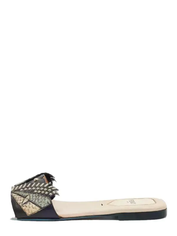 Fendi Bug Monster Embellished Slip-on Sandals - Black
