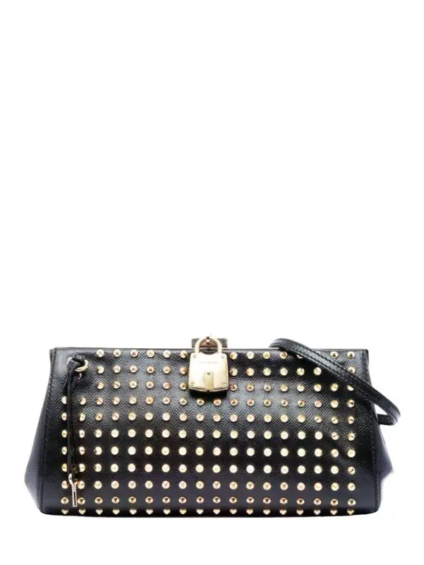 Burberry Studded Calfskin Padlock Crossbody Bag - Black