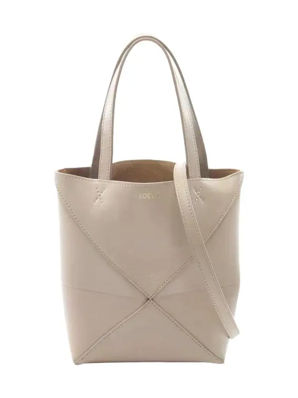 Loewe 2010-2026 Mini Calfskin Puzzle Fold Tote Satchel - Neutrals