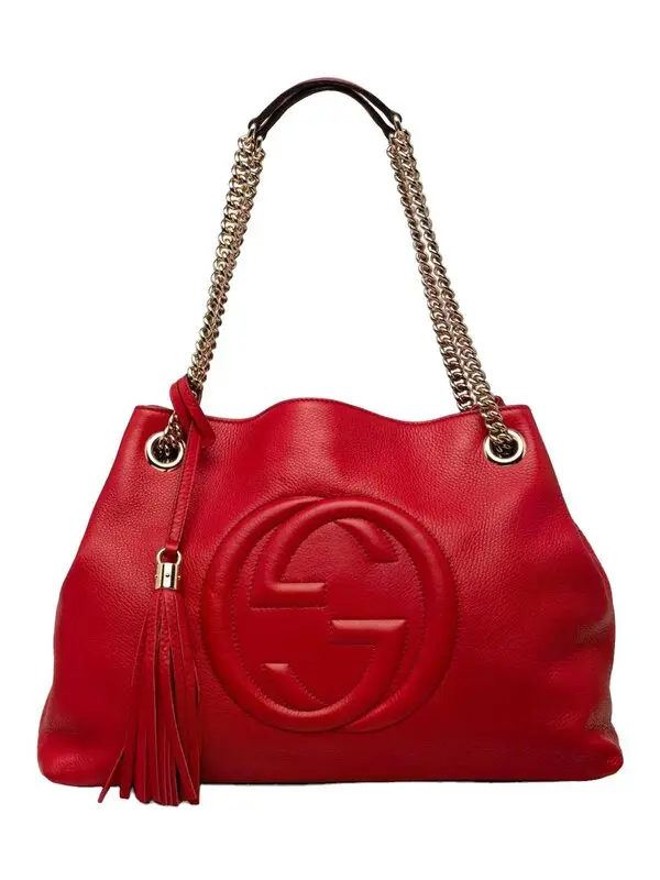Gucci 2016-2026 Medium Calfskin Soho Chain Tote Bag - Red