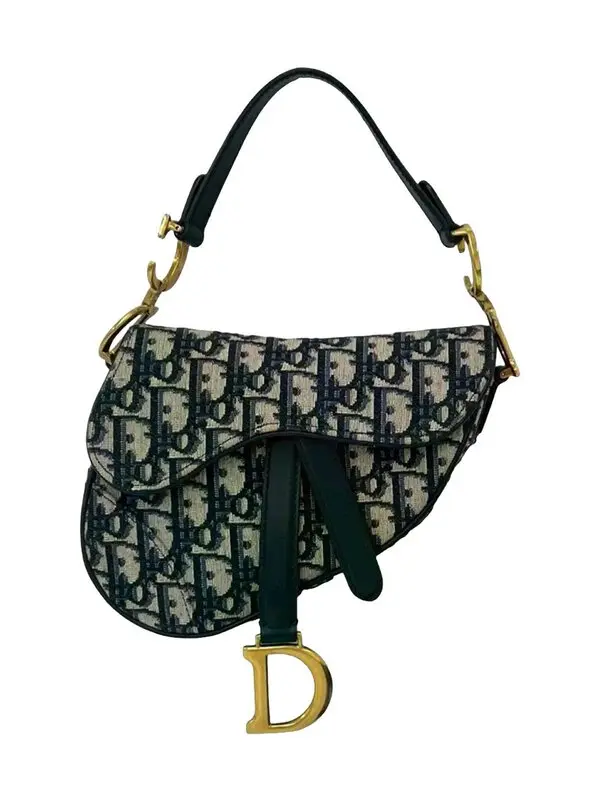 Dior Mini Oblique Canvas Saddle Bag Satchel - Blue