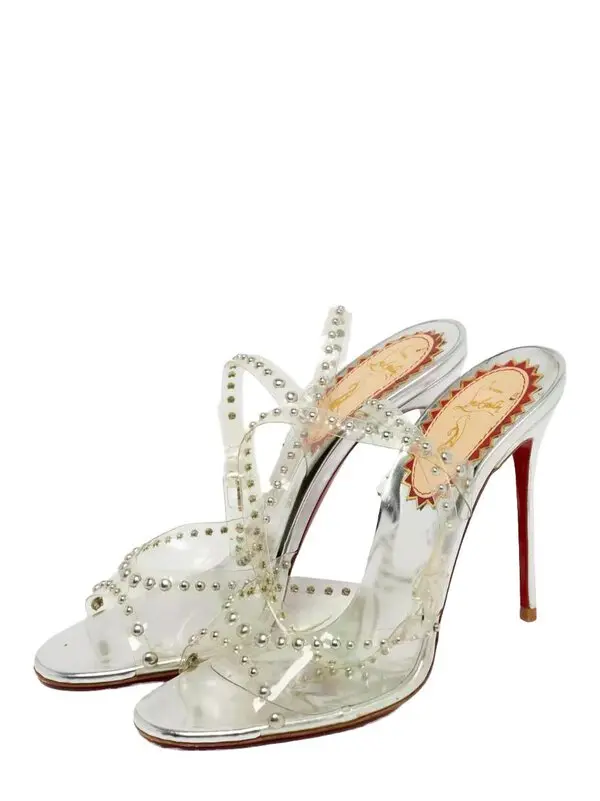 CHRISTIAN LOUBOUTIN Icon A Clous Studded Heeled Sandals - Silver