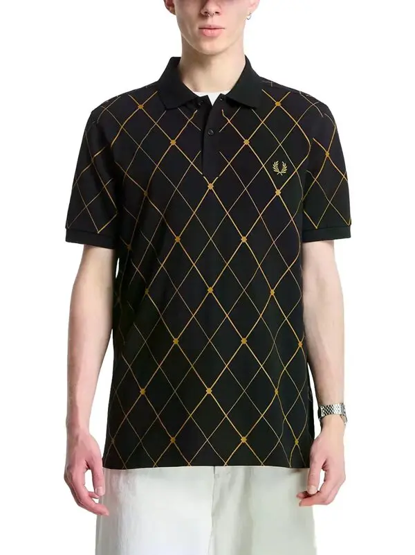 Fred Perry Argyle-print Polo Shirt - Black
