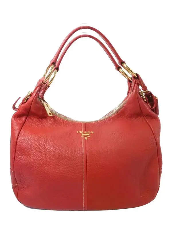 Prada Grained Leather Tote Bag - Red