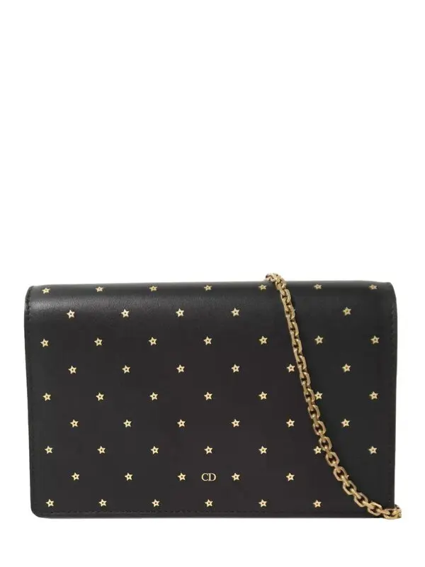 Dior Leather Star Embellished Shoulder Bag - Black