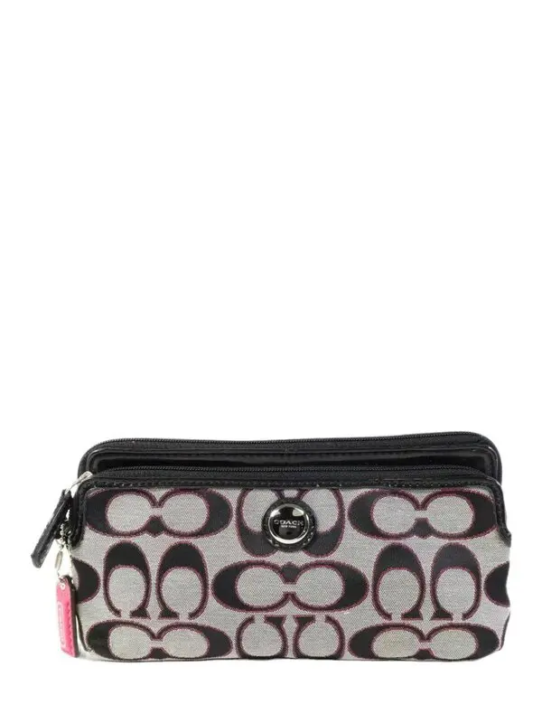 COACH VINTAGE Monogram Print Wristlet Clutch Bag - Grey