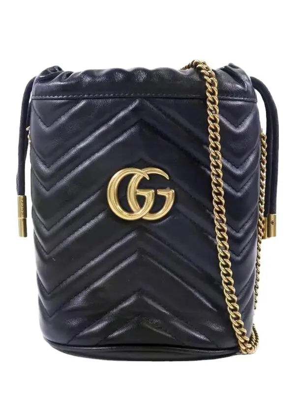 Gucci Marmont Leather Bucket Bag - Black