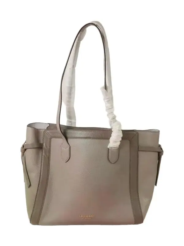 Kate Spade New York Leather Tote Bag With Side Tie Details - Neutrals