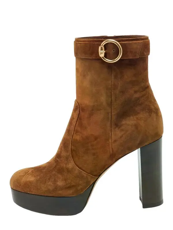 GIANVITO ROSSI Buckled Platform Ankle Boots - Brown