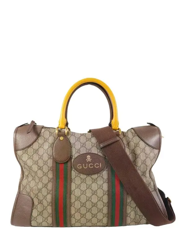 Gucci Gg Supreme Web Duffle Tote Bag - Neutrals