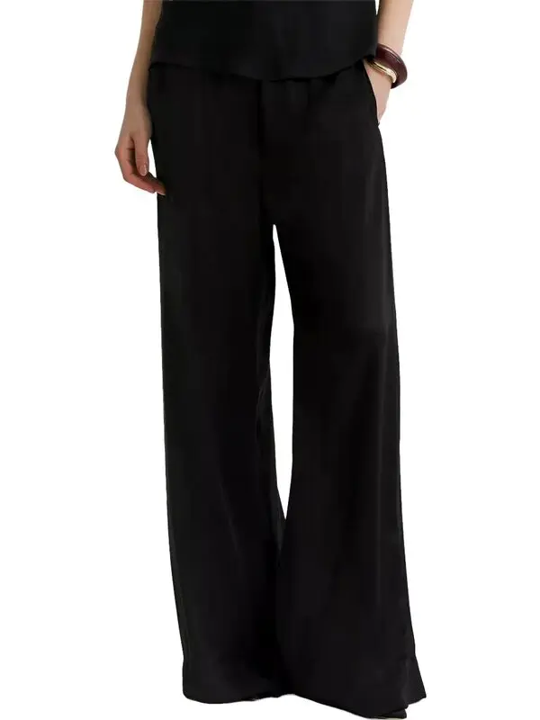 FRAMBOISE Dillan Silk Wide Leg Trousers - Black