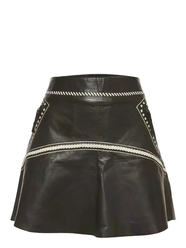 Roberto Cavalli Leather Flared-hem Mini Skirt - Black