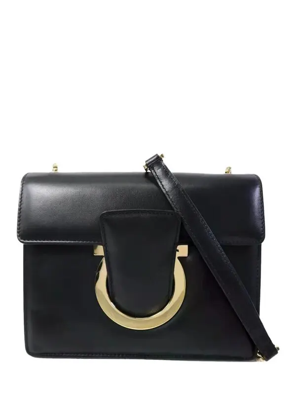 FERRAGAMO Gancini Chain Shoulder Bag - Black