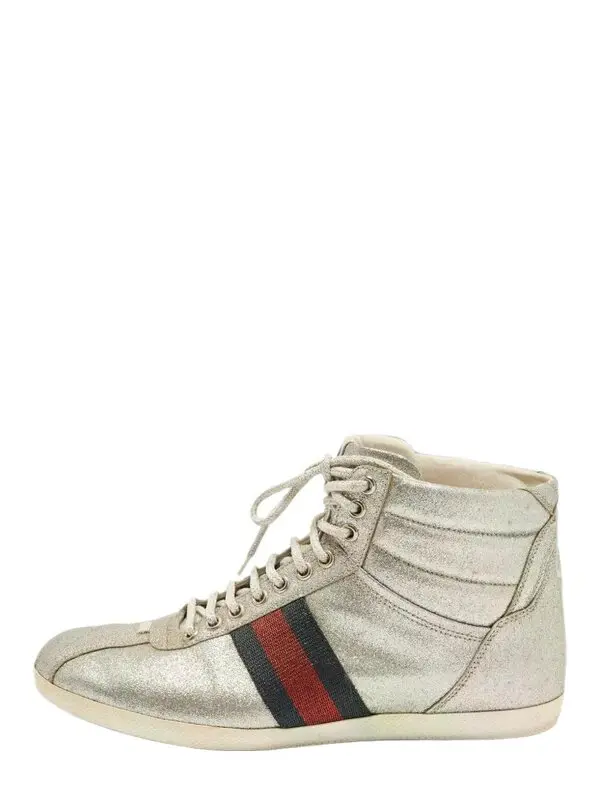 Gucci Glitter Web High-top Sneakers - Grey