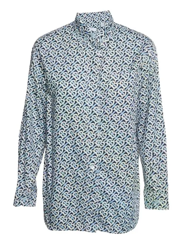 Burberry Tb Monogram Oversized Shirt - Blue