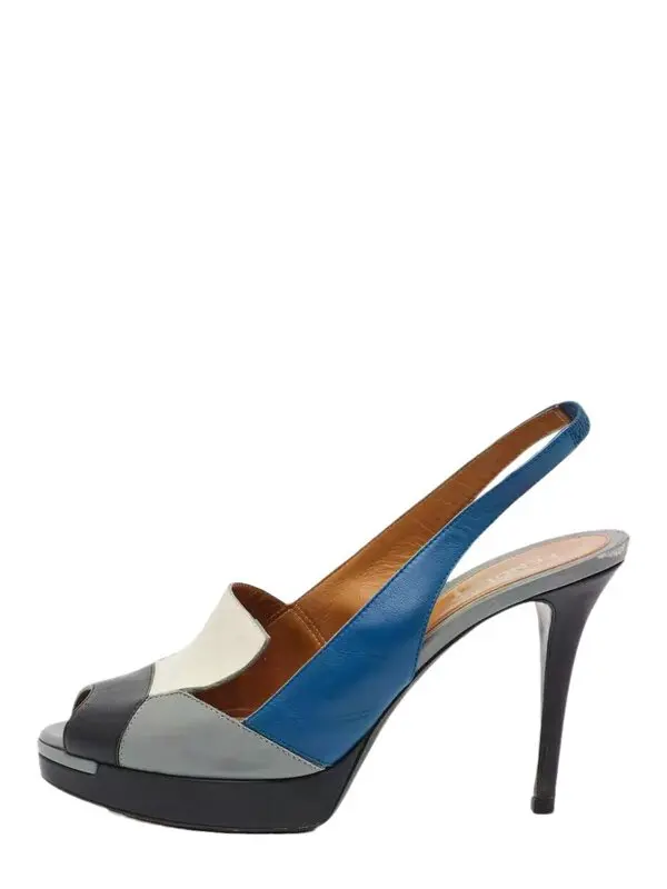 Fendi Geometric Panel Slingback Sandals - Grey