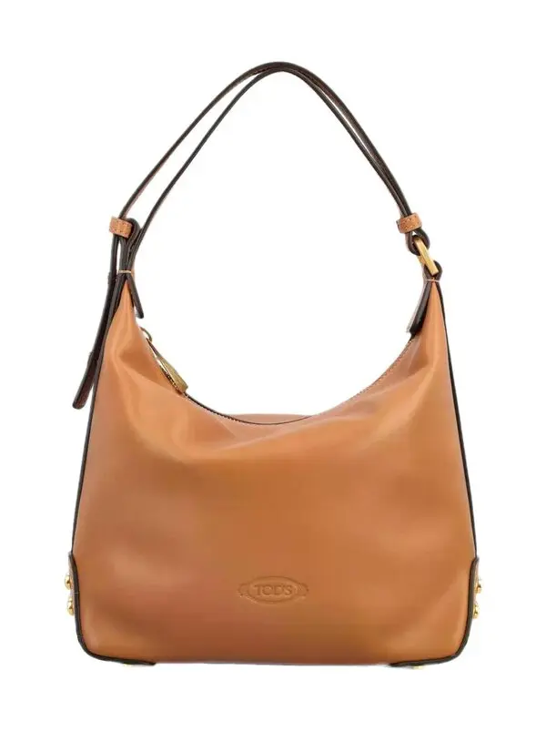TOD'S Stud-embellished Leather Shoulder Bag - Brown