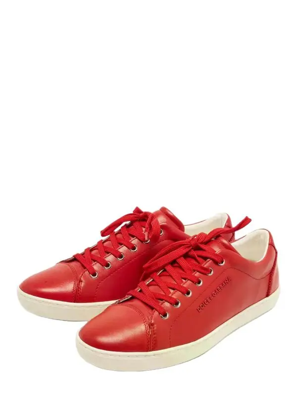 Dolce & Gabbana Leather Sneakers - Red