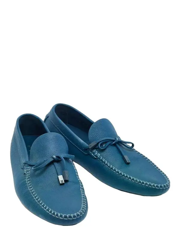 LOUIS VUITTON Monte Carlo Leather Loafers With Bow Detailing - Blue