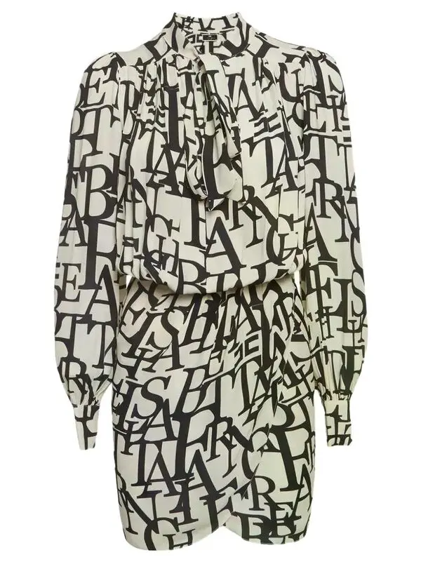 Elisabetta Franchi Printed Long Sleeve Dress - Neutrals