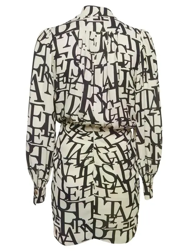 Elisabetta Franchi Printed Long Sleeve Dress - Neutrals
