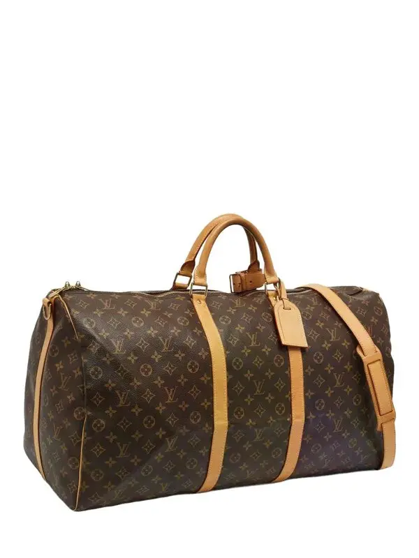 LOUIS VUITTON Monogram Keepall Bandoulière 60 Travel Bag - Brown