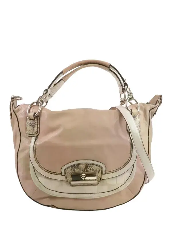 COACH VINTAGE Embossed Leather Shoulder Bag - Neutrals