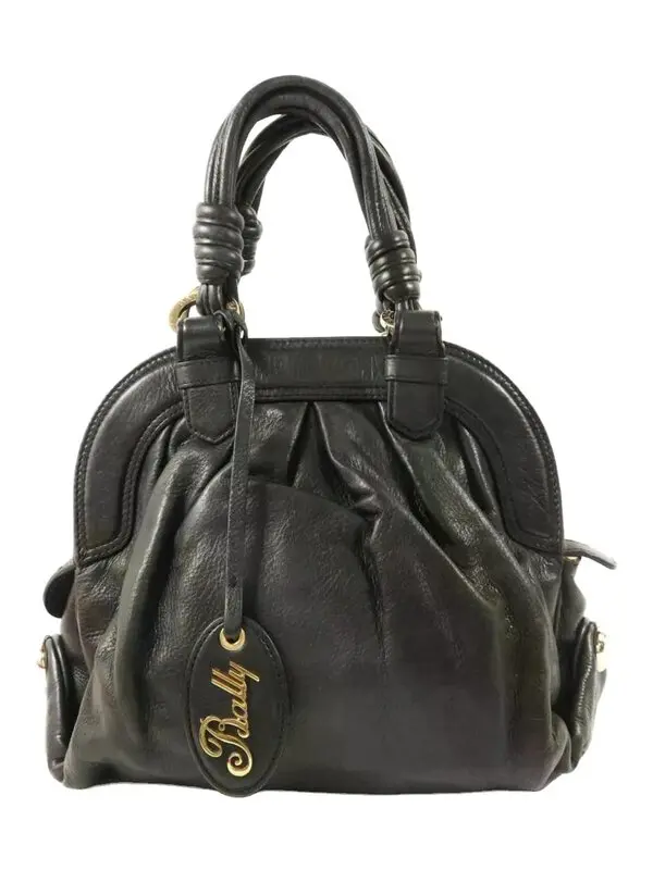 Bally Ruched Leather Handbag - Black