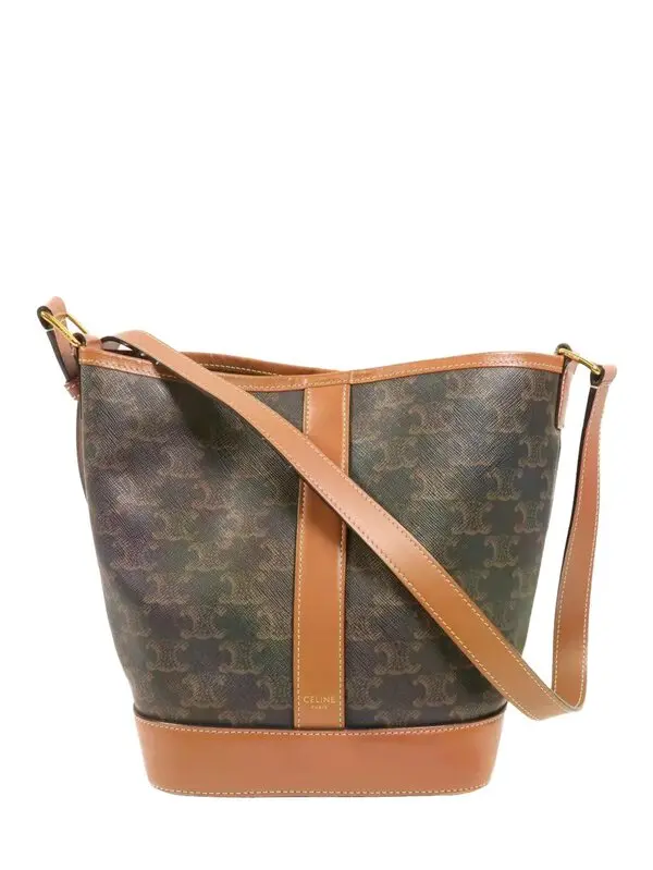 Celine Small Triomphe Bucket Bag In Triomphe Canvas - Brown