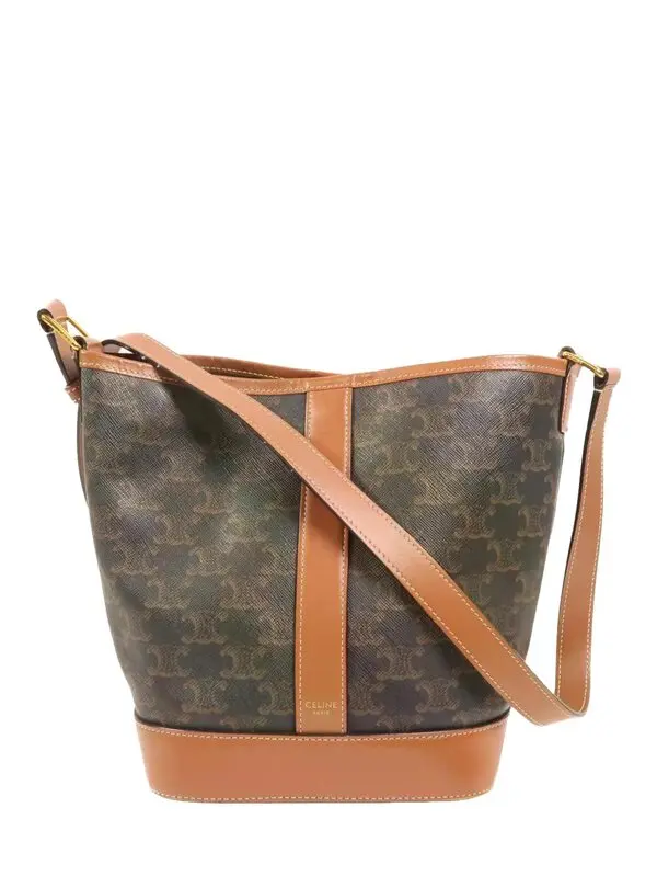 Celine Small Triomphe Bucket Bag In Triomphe Canvas - Brown
