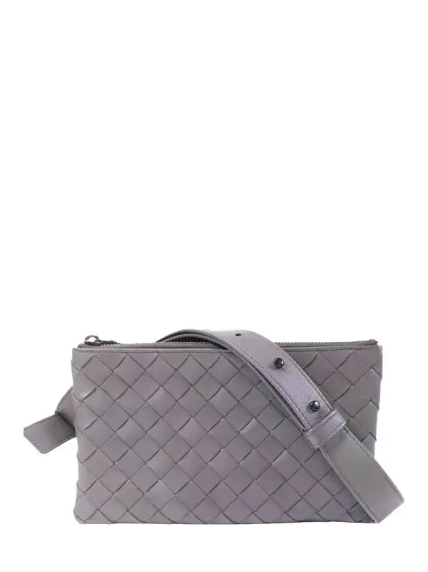 Bottega Veneta Intrecciato Leather Shoulder Bag - Grey