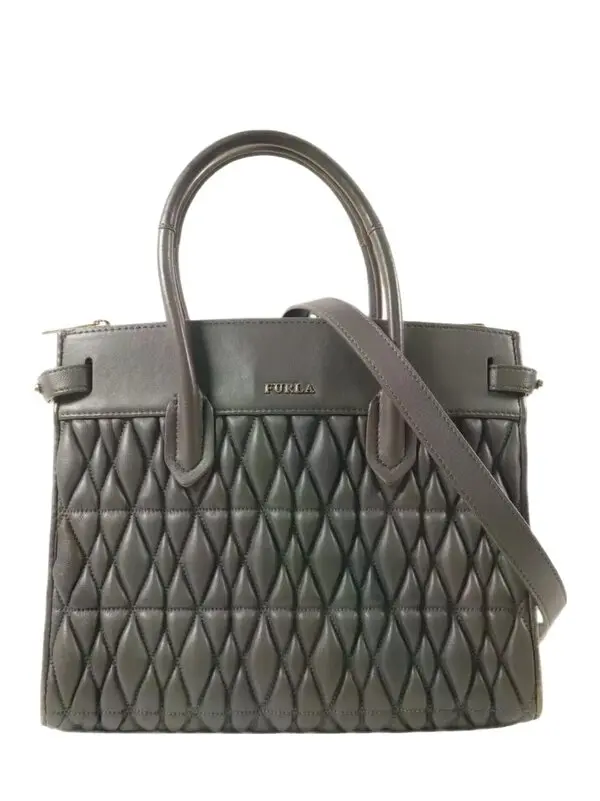 Furla Quilted Leather Tote Bag - Grey