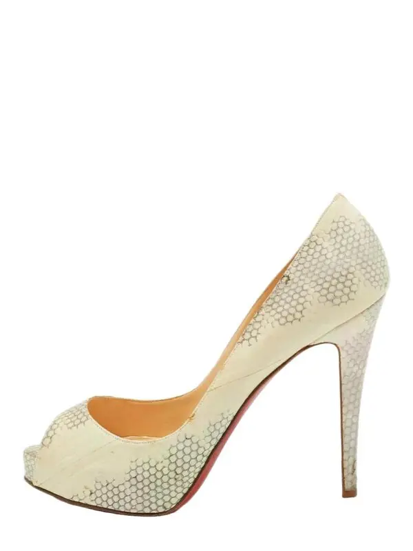 CHRISTIAN LOUBOUTIN Lady Peep Python-embossed Stiletto Pumps - Neutrals