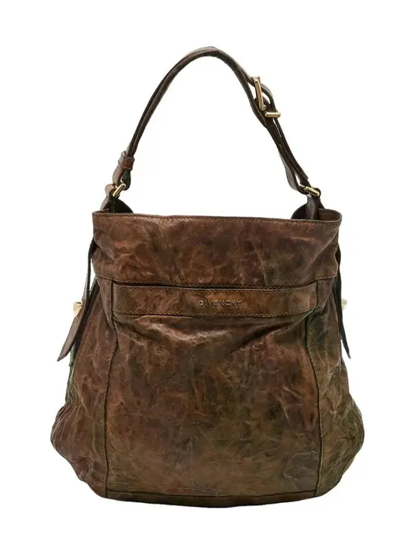 Givenchy Distressed Leather Shoulder Bag - Brown